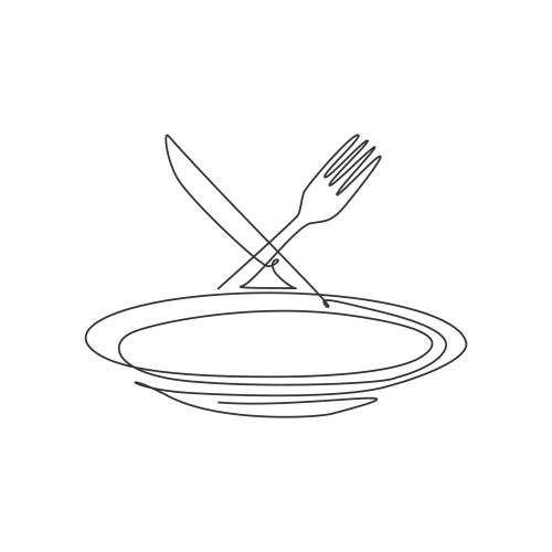 One continuous line drawing food tray cover Vector Image