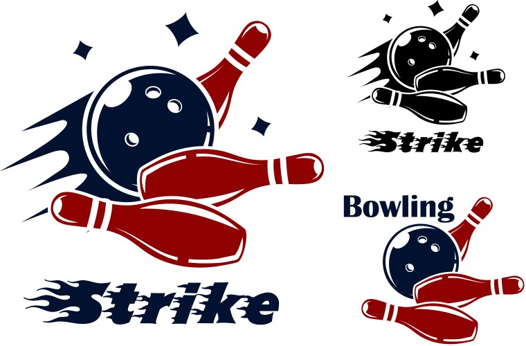 Bowling Strike - Pins Falling – Royalty-Free Vector | VectorStock