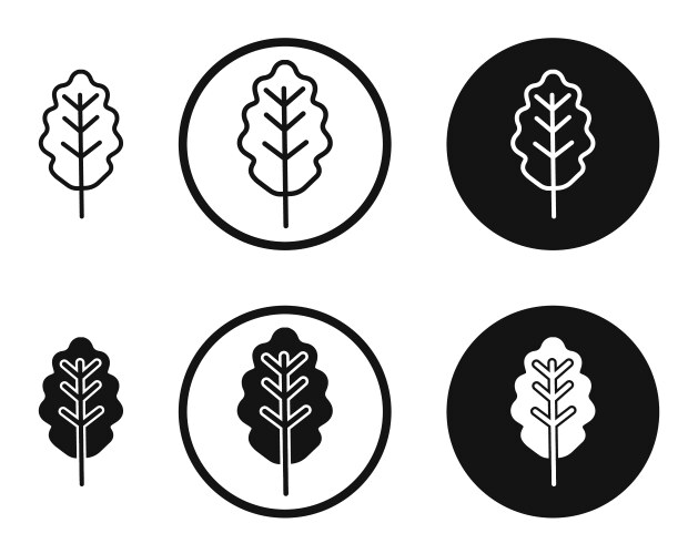 Tree icon set simple oak forest Royalty Free Vector Image