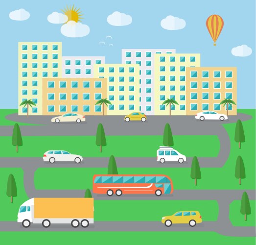 Cartoon city landscape Royalty Free Vector Image