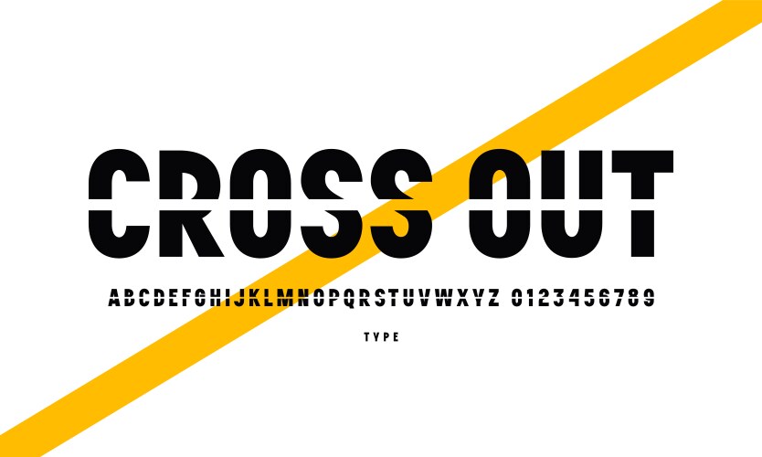 Cross out sans serif font Royalty Free Vector Image