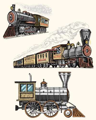 Vintage transportation drawings Royalty Free Vector Image