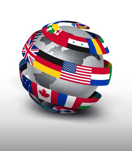 Flags of the world in globe Royalty Free Vector Image