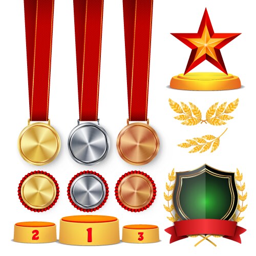 Red award ribbon winner badge ceremony Royalty Free Vector