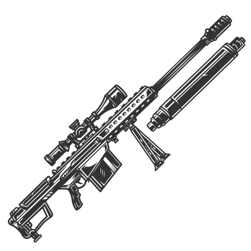 Vintage modern automatic assault rifle template Vector Image