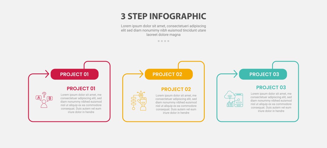 3 points template infographic outline style Vector Image