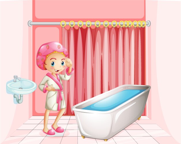 Cartoon girl taking bath Vector Images & Graphics for Commercial Use ...
