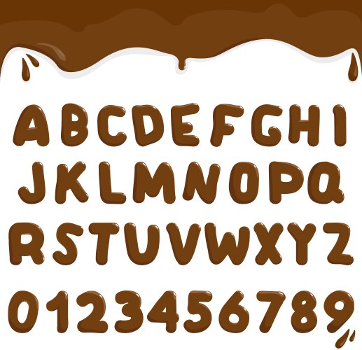 Melting chocolate alphabet cookies collection Vector Image