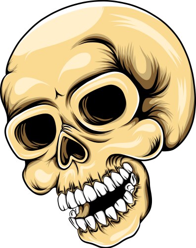 Scary half skull emoticon with open mouth Vector Image