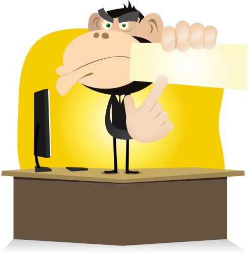 Funny employee man working with computer cartoon Vector Image Funny employee man working with computer cartoon Vector Image