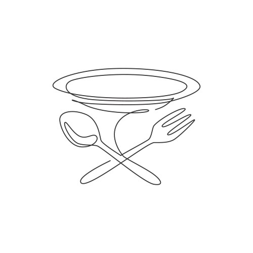 One continuous line drawing food tray cover Vector Image