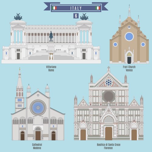 Italy famous places Royalty Free Vector Image - VectorStock