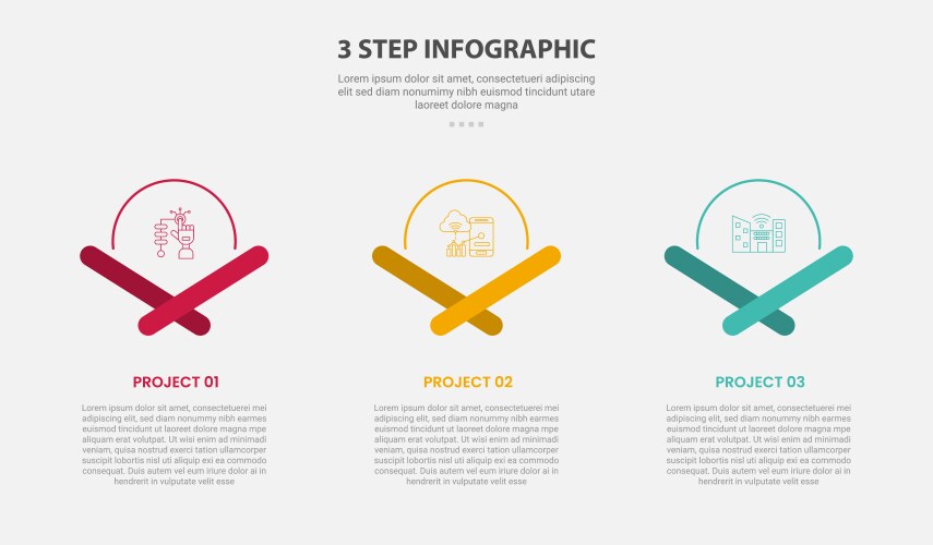 3 points template infographic outline style Vector Image