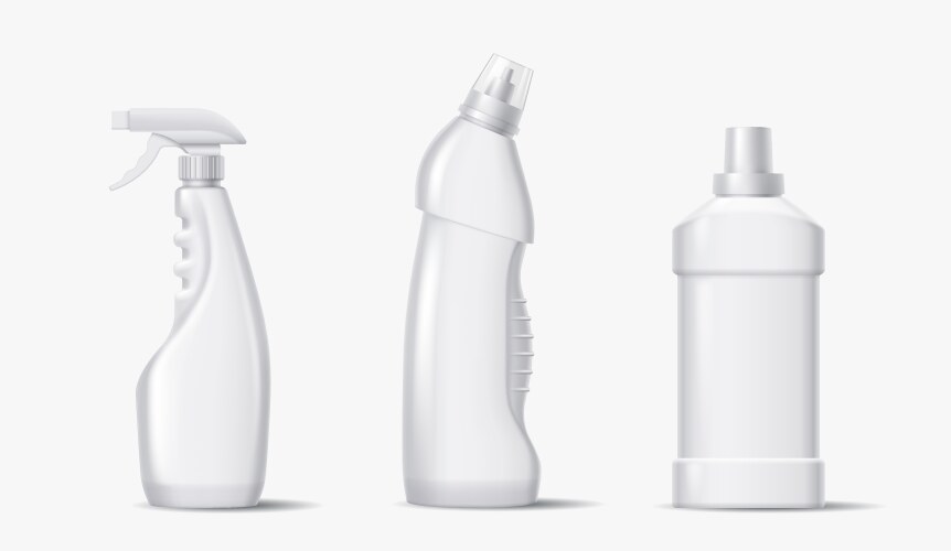 Cleaning products bottles with design mockup Vector Image