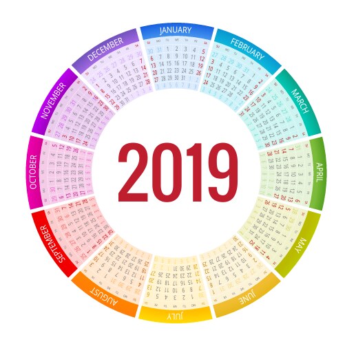 Round calendar planner for 2023 print template Vector Image