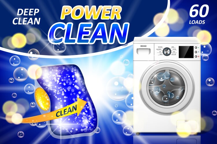 Laundry detergent ad poster stain remover package Vector Image