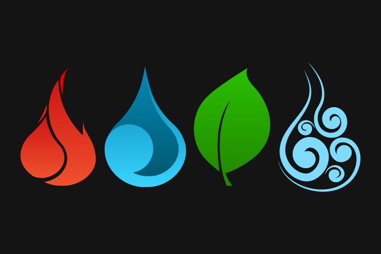 Four elements icons air fire water earth symbol Vector Image