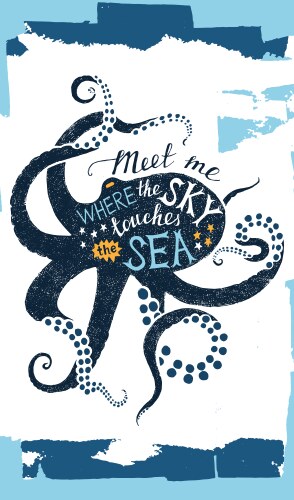 Hand drawn lettering in octopus silhouette Vector Image