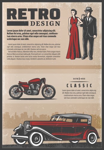 Motor show and restoration retro poster Royalty Free Vector