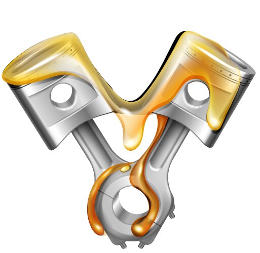 Two crossed pistons in burning flame Royalty Free Vector