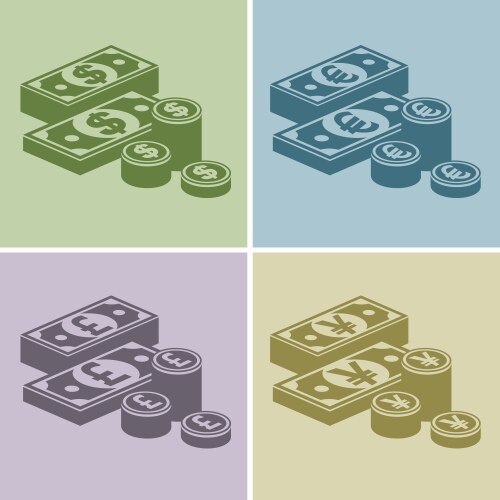 Piles of money set Royalty Free Vector Image - VectorStock