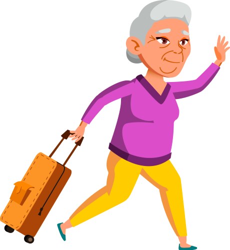 Running old woman hurry Royalty Free Vector Image
