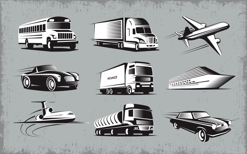 Isolated transport retro logos set Royalty Free Vector Image