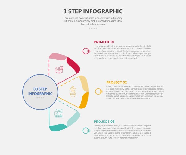 3 points template infographic outline style Vector Image