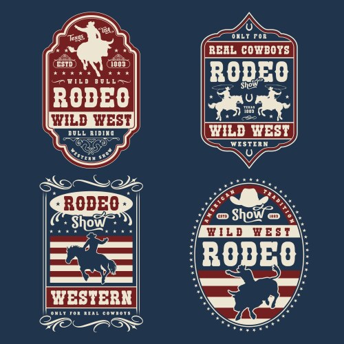 Rodeo show colorful set stickers Royalty Free Vector Image
