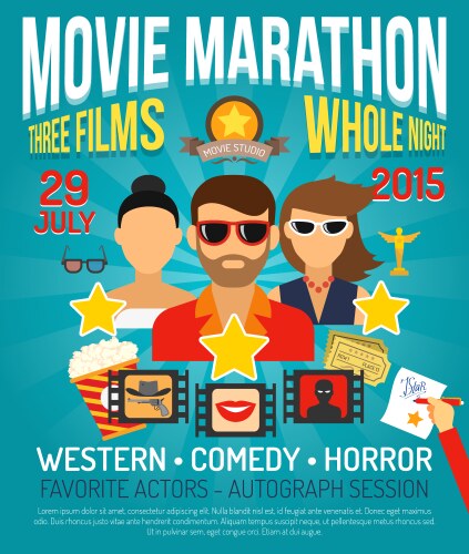 Set of movie design elements in flat style Vector Image