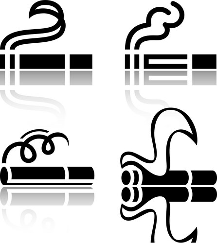 13 symbols of cigarettes 52 round signs Royalty Free Vector