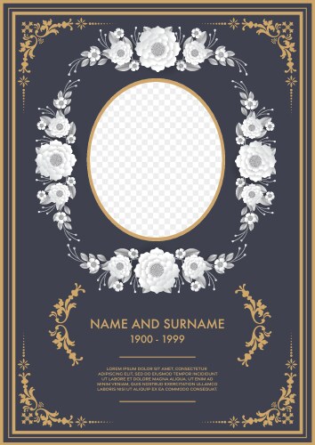 Funeral death notice card template Royalty Free Vector Image