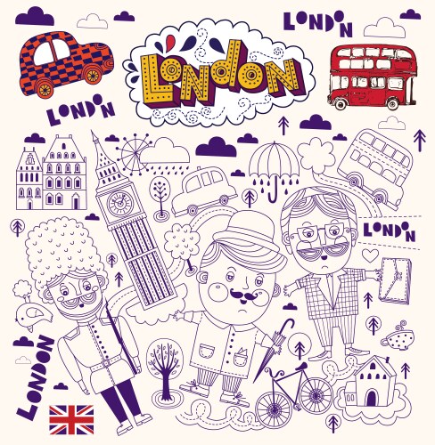 London travel elements Royalty Free Vector Image