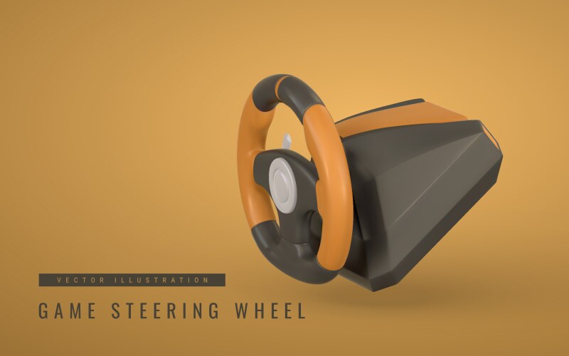 Realistic 3d game steering wheel stick Royalty Free Vector