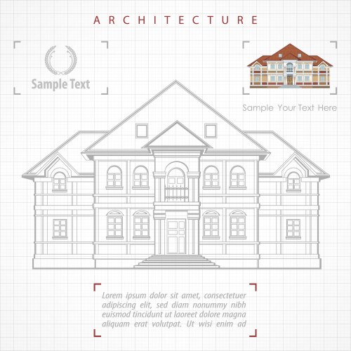 Architectural section of a one-storey residential Vector Image