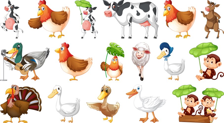 Cute cartoon animals waving giraffe funny farm Vector Image