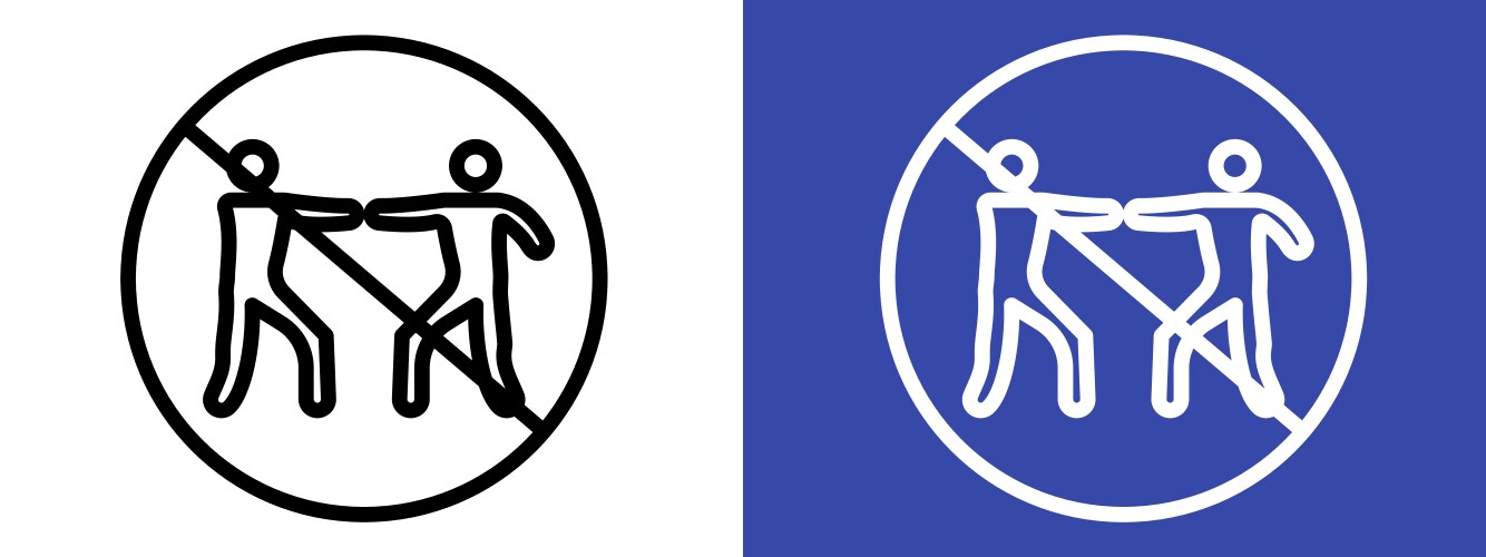 No fighting zone sign for violence prevention Vector Image