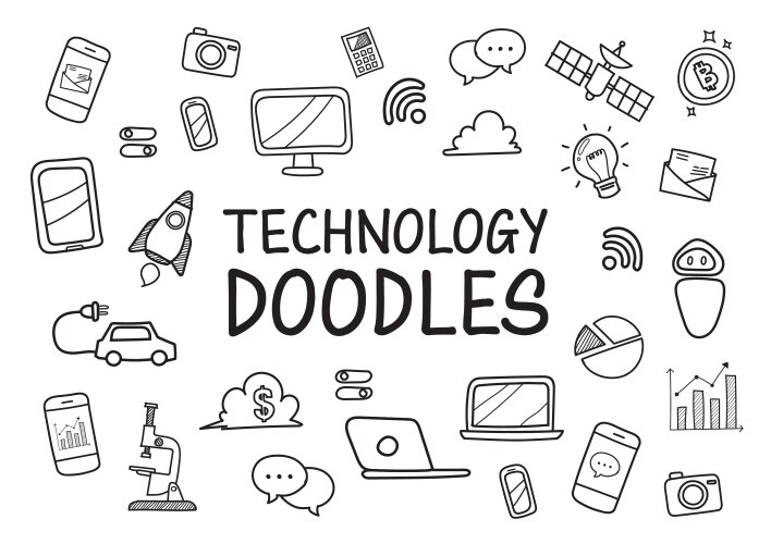 Robot doodles isolated Royalty Free Vector Image