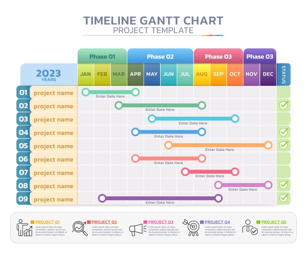 Timeline gantt chart infographic template Vector Image
