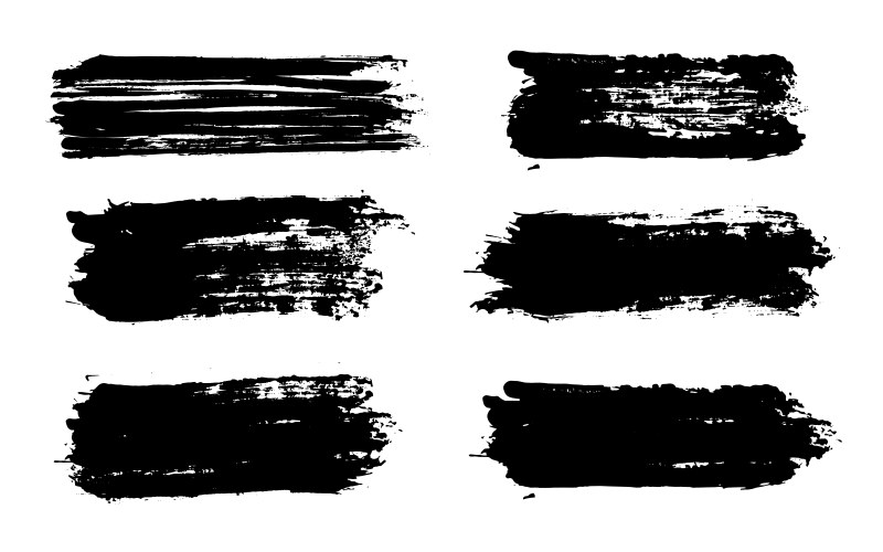 Set of black paint ink brush strokes brushes Vector Image