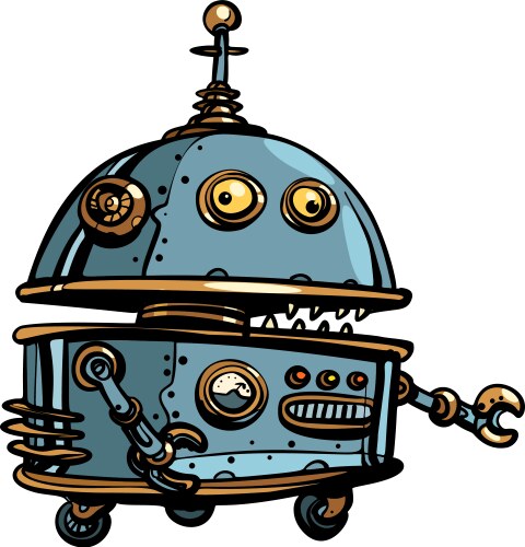 Pop art retro a vintage robot walks through Vector Image