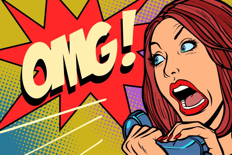Surprised Omg Shocked Woman Royalty Free Vector Image