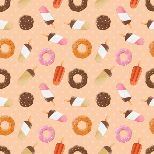 Cartoon hand-drawn donuts seamless pattern Vector Image Cartoon hand-drawn donuts seamless pattern Vector Image