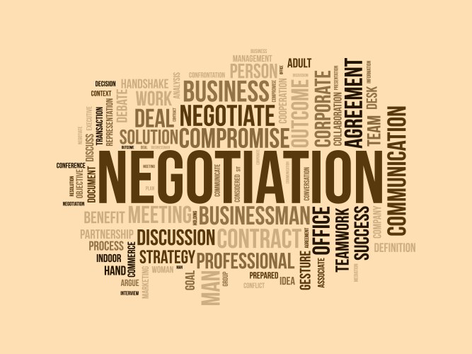 Negotiation wordcloud template business Royalty Free Vector