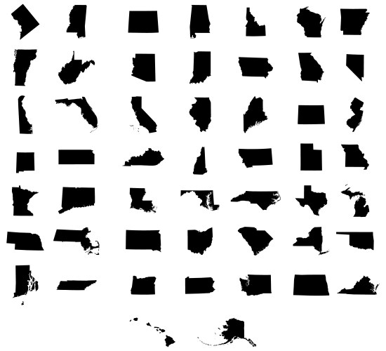 US State Map Collection Royalty Free Vector Image