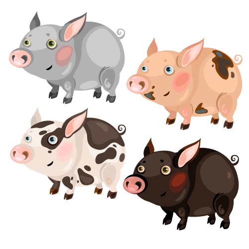 Set of cute cartoon pigs Royalty Free Vector Image