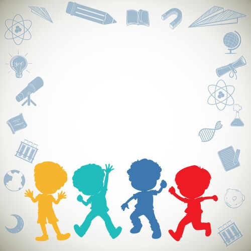 Border design with children Royalty Free Vector Image