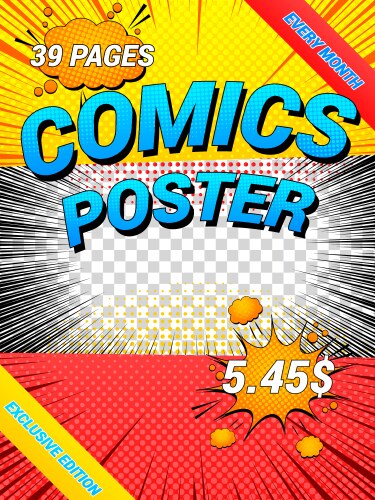 Comics poster design template Royalty Free Vector Image