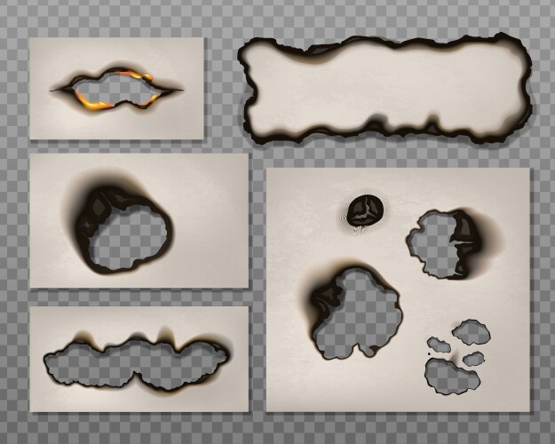 Burnt paper sides set Royalty Free Vector Image