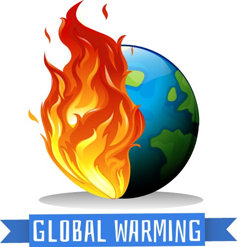 Poster design with earth on fire Royalty Free Vector Image